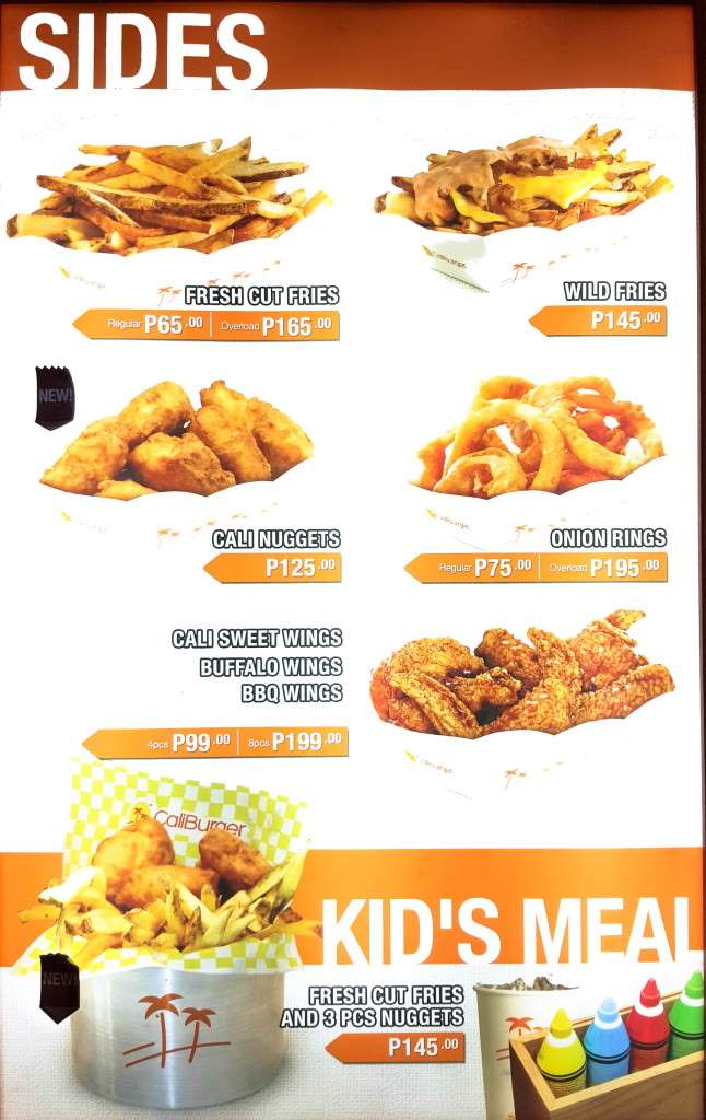Food and Travel Philippines — Caliburger Menu